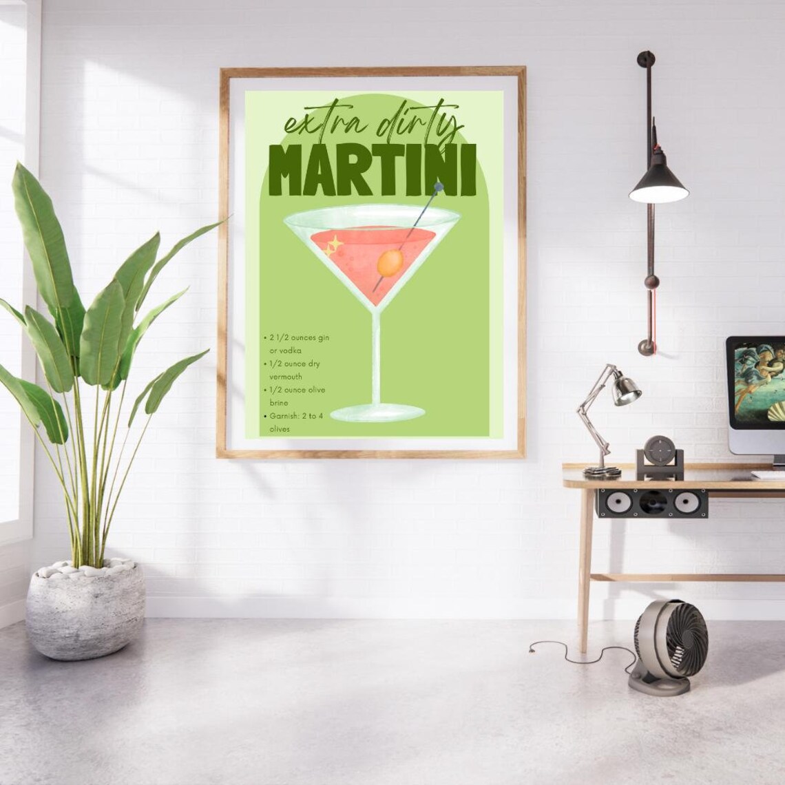 Extra Dirty Martini Poster wallpaper, Illustration to Print, Cocktail ...