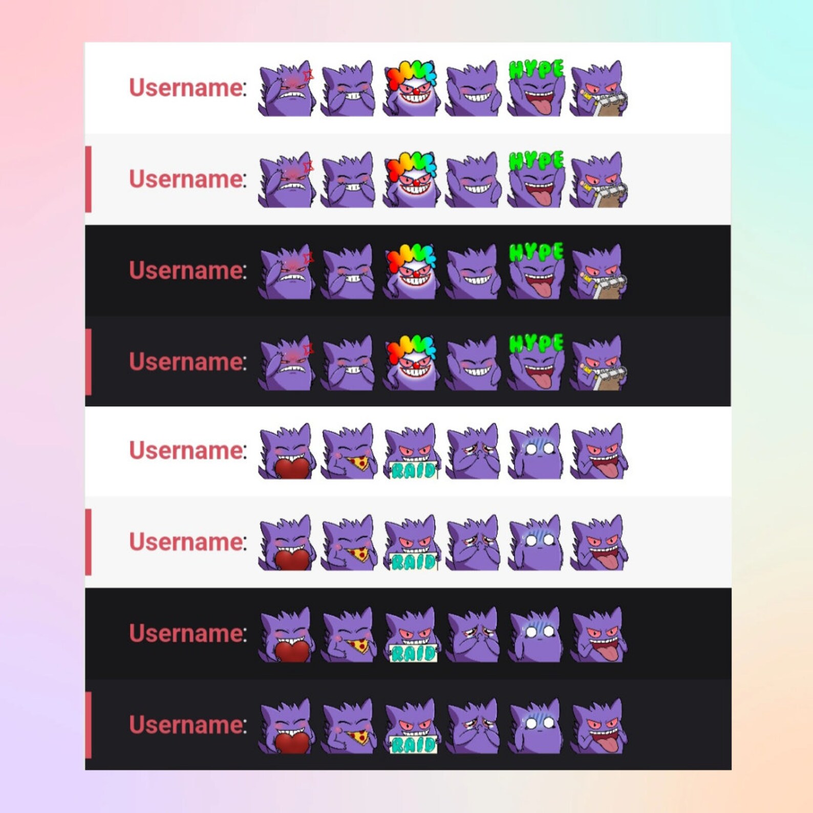 Gengar Emote Bundle Set of 12 Twitch/discord/youtube - Etsy