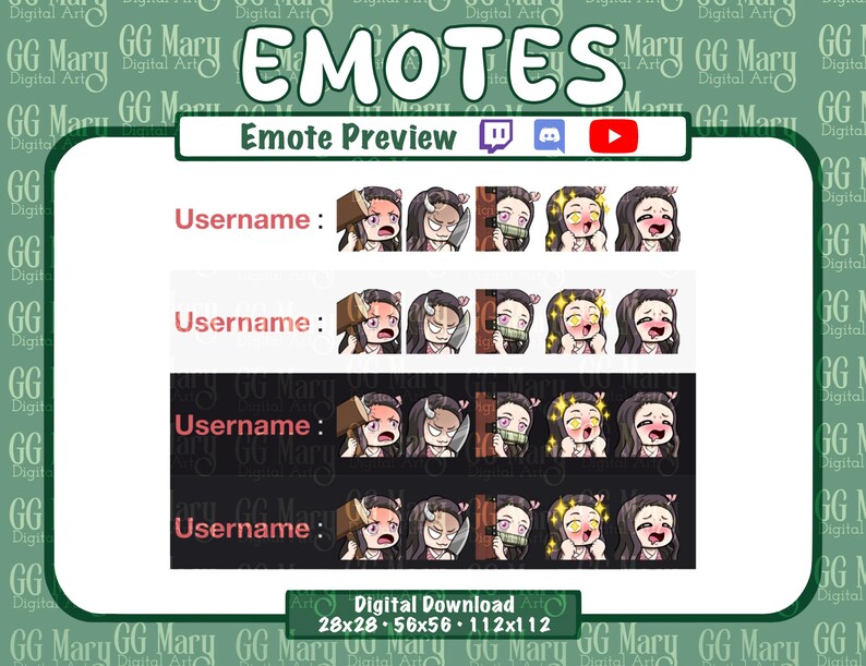 Demon Anime Nezuko Emote Mega Bundle Set of 24 Twitch/discord/youtube ...