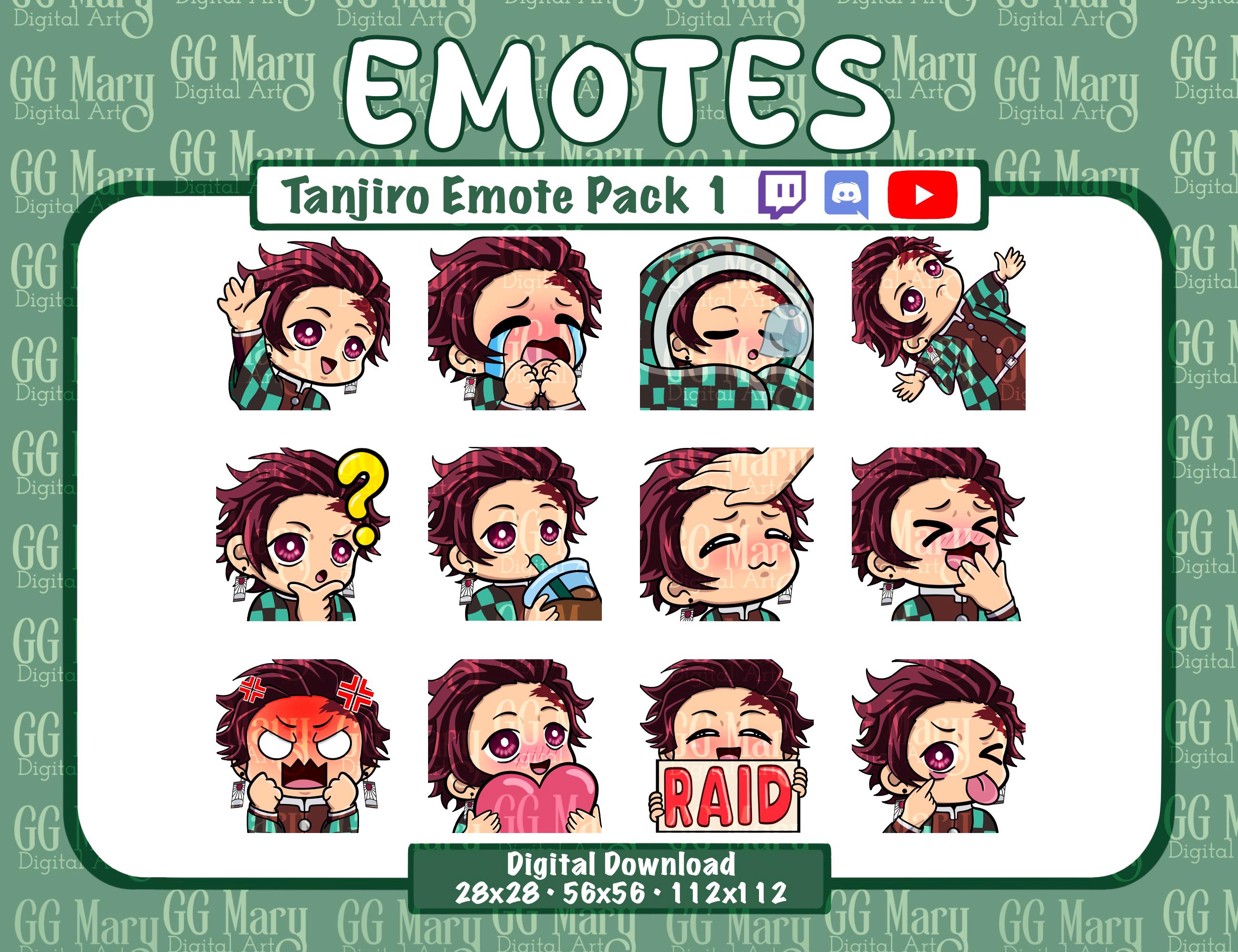 Demon Anime Swordsman Chibi Emote Bundle #1 - Set of 12 Twitch/discord ...