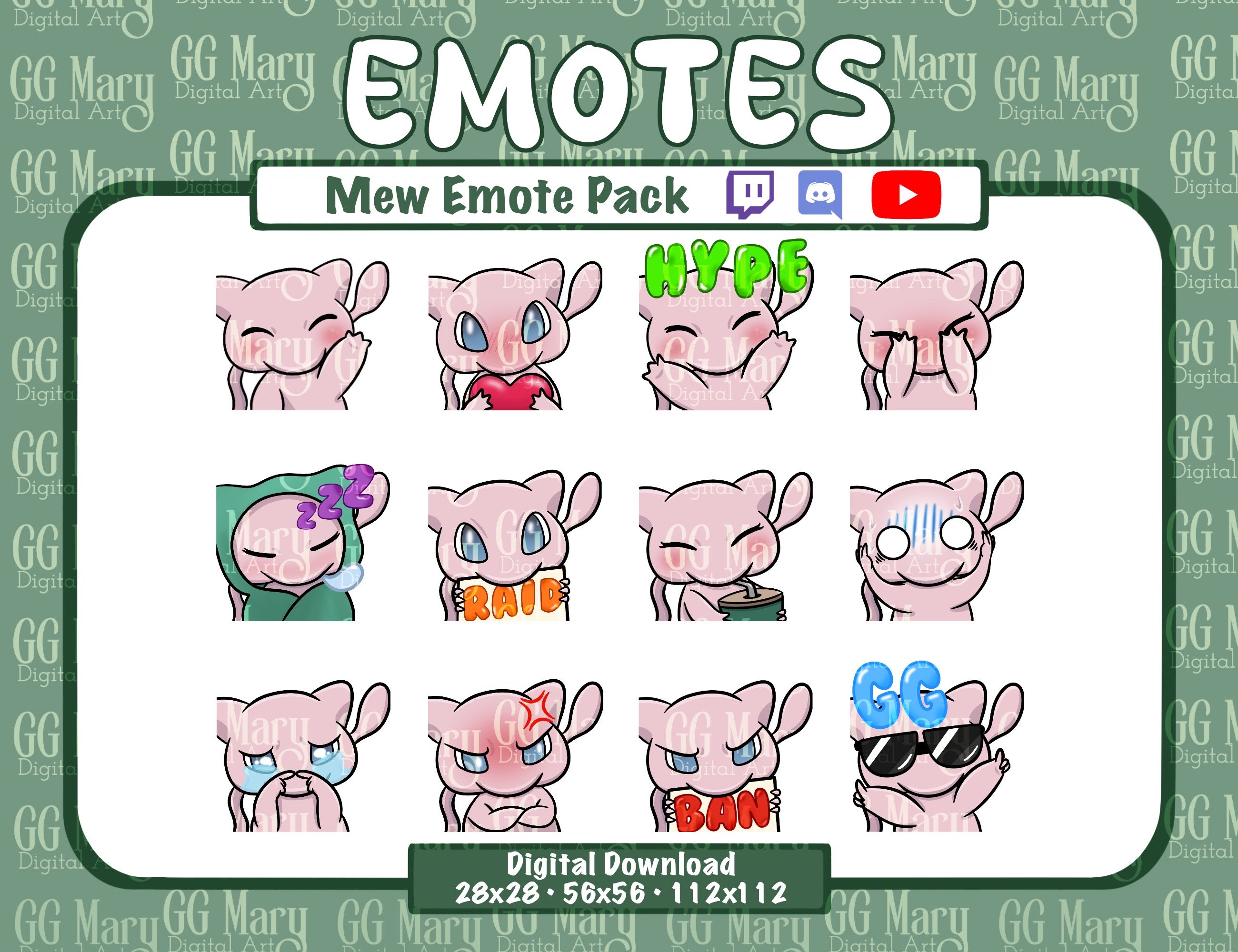 Mew Emote Bundle Set of 12 Twitch/discord/youtube - Etsy