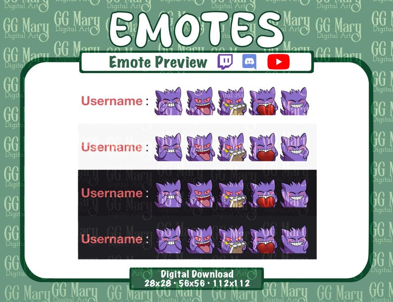 Gengar Emote Bundle - Set of 12 Twitch/discord/youtube - Etsy