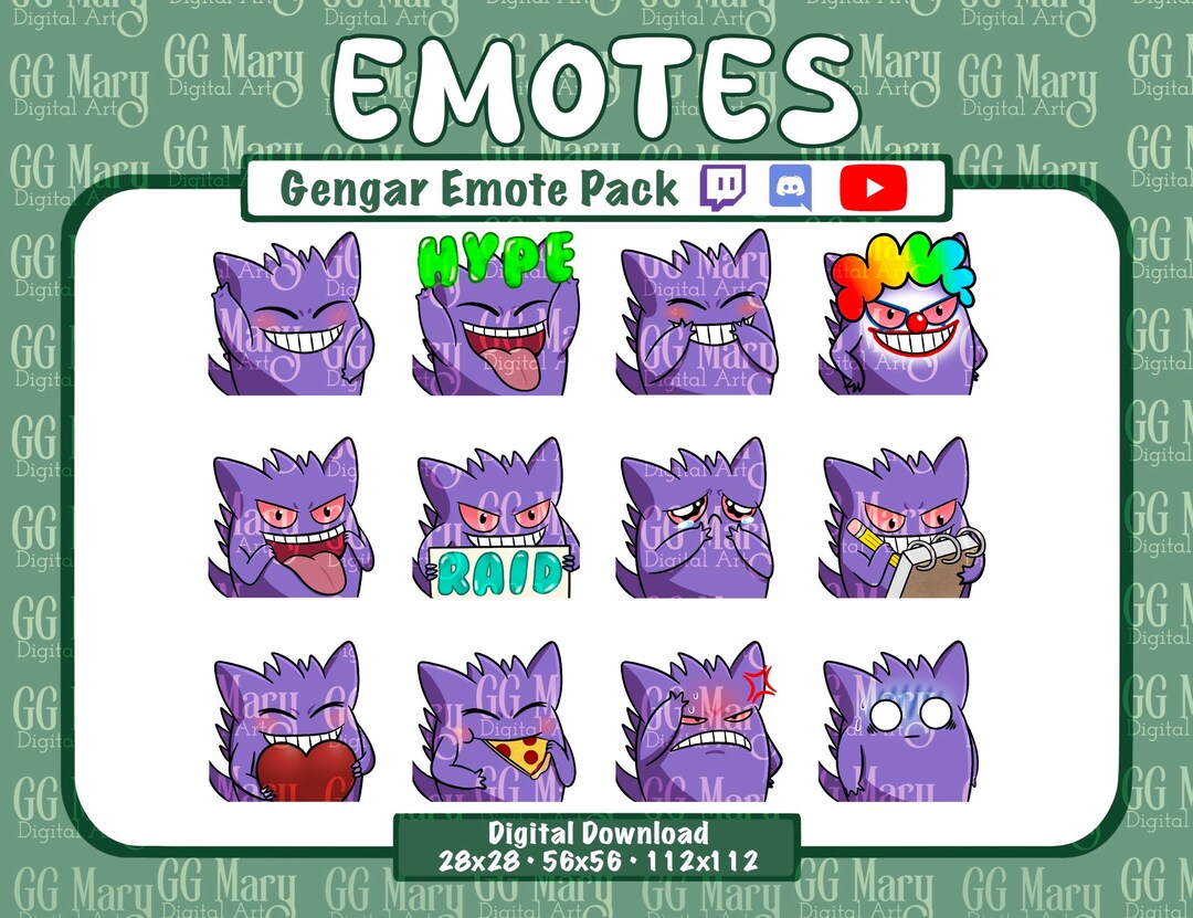 Gengar Emote Bundle - Set of 12 Twitch/discord/youtube - Etsy
