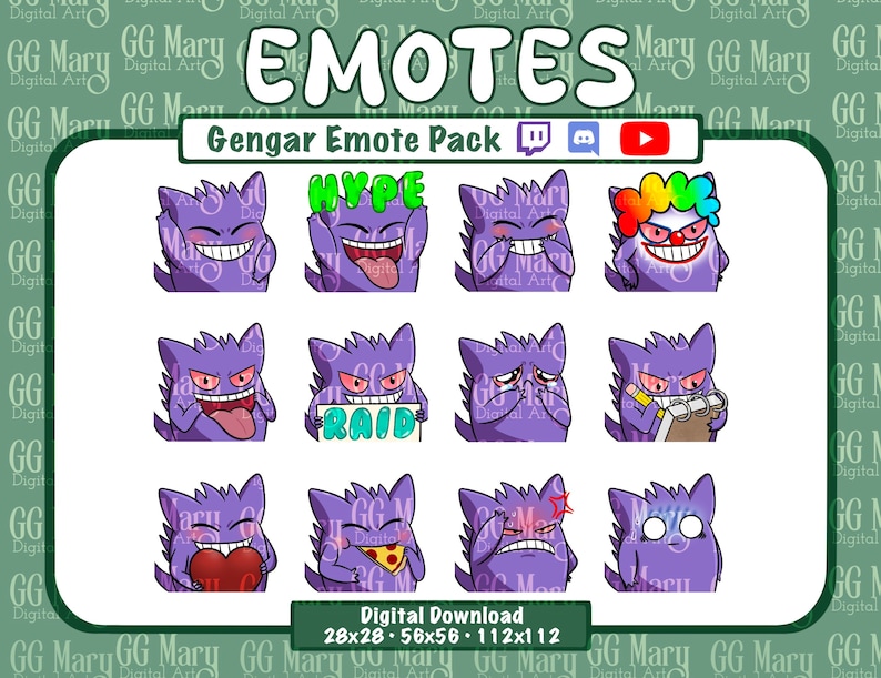 Gengar Emote Bundle - Set of 12 Twitch/discord/youtube - Etsy