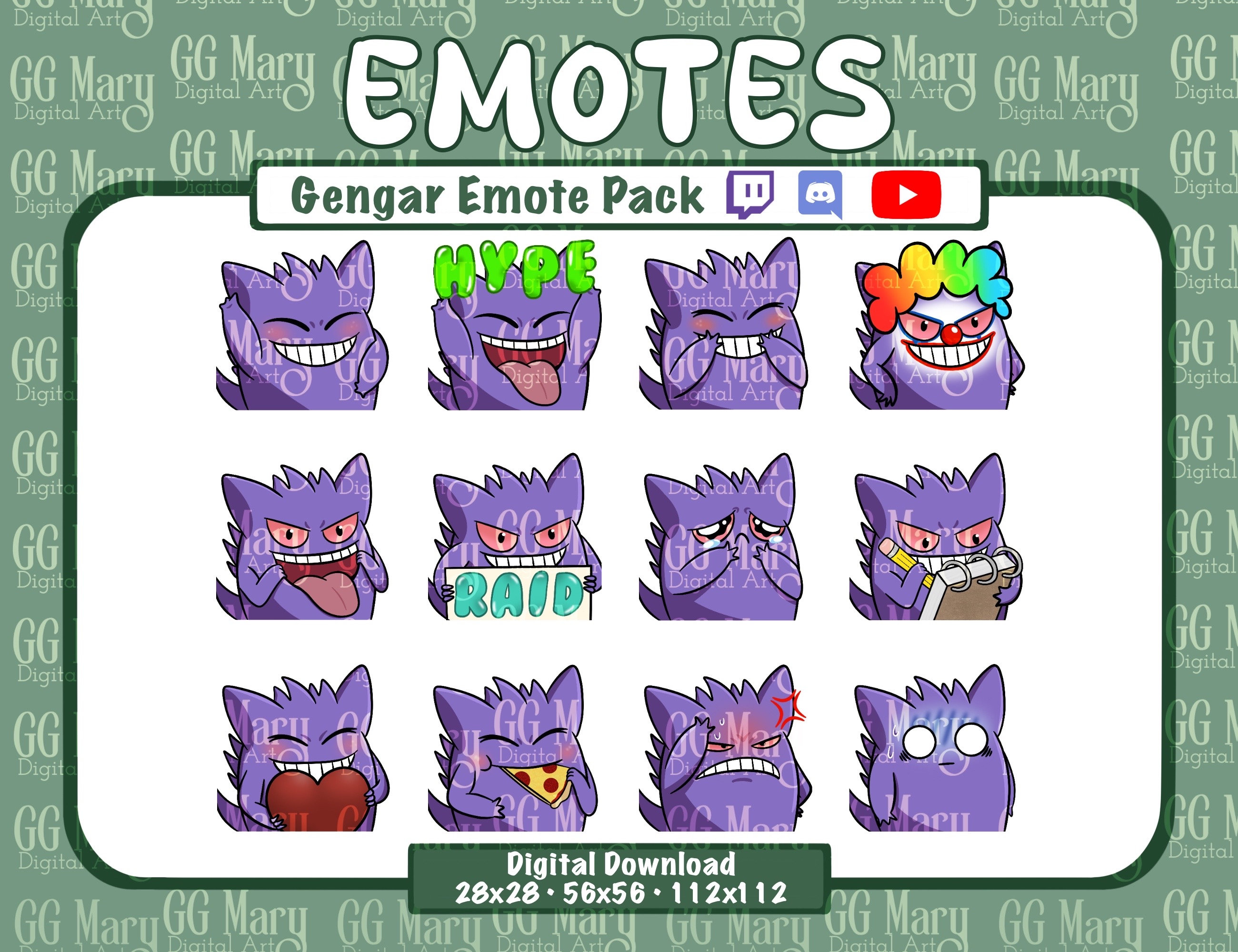 Gengar Emote Bundle - Set of 12 Twitch/discord/youtube - Etsy