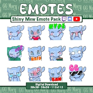 Shiny Mew Emote Bundle - Set of 12 Twitch/discord/youtube - Etsy