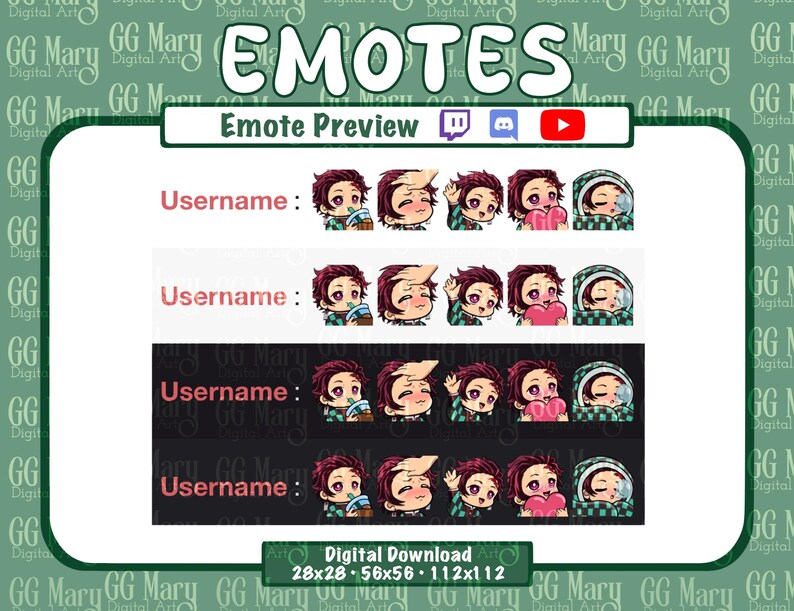 Demon Anime Swordsman Chibi Emote Bundle #1 - Set of 12 Twitch/discord ...