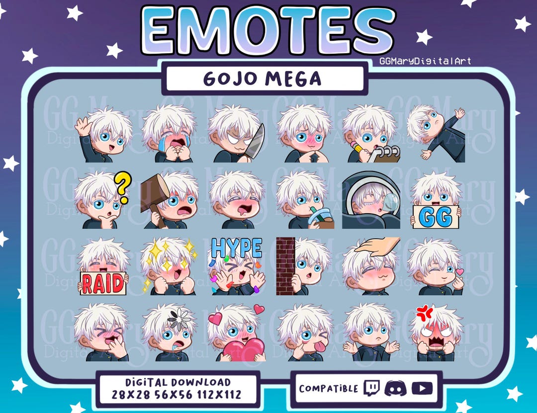 Anime Curse Sorcerer Chibi Emote Mega Bundle - Set of 24 Twitch/discord ...