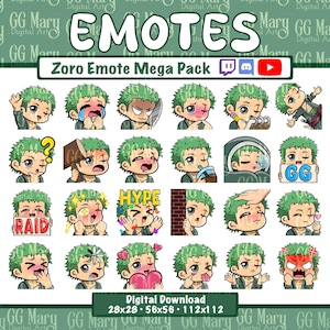 Anime Pirate Swordsman Chibi Emote Mega Bundle - Set of 24 Twitch ...
