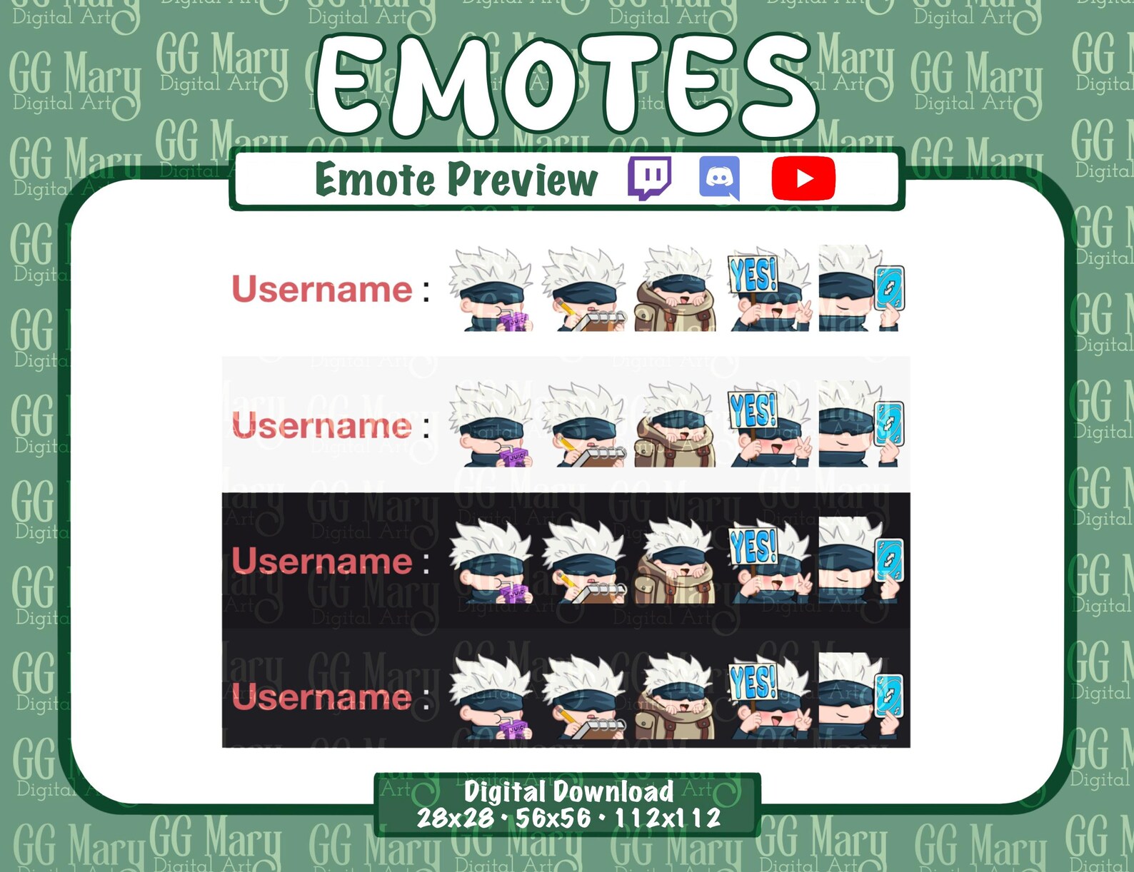 Anime Sorcerer Gojo Emote Bundle 2 Set of 12 Twitch/discord/youtube - Etsy