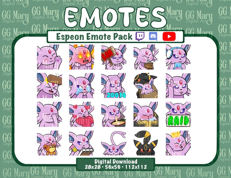 Espeon Emote Bundle - Set of 20 Twitch/discord/youtube - Etsy