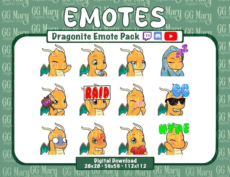 Dragonite Emote Bundle - Set of 12 Twitch/discord/youtube - Etsy