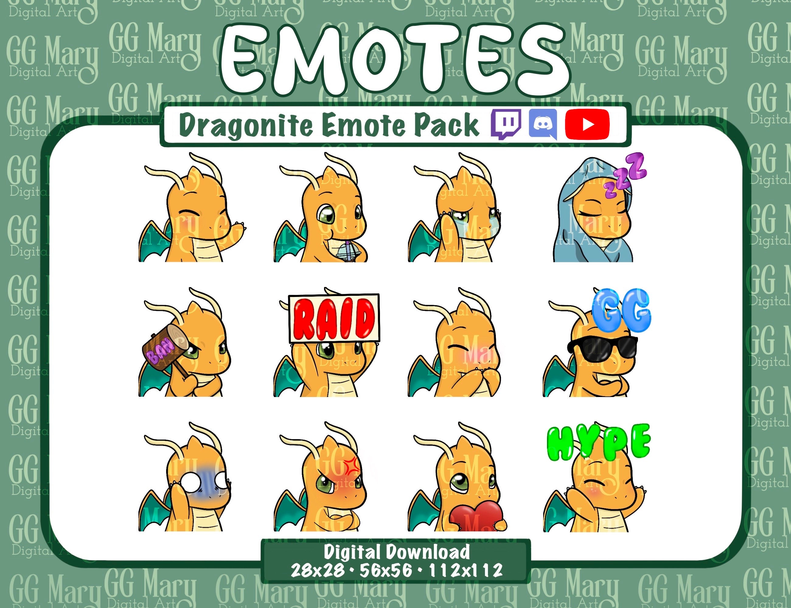 Dragonite Emote Bundle - Set of 12 Twitch/discord/youtube - Etsy