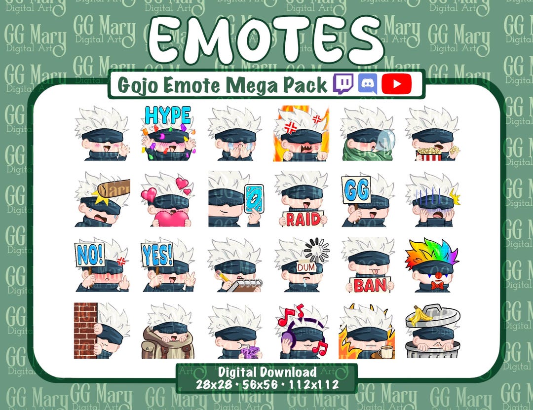 Anime Curse Sorcerer Chibi Emote Mega Bundle - Set of 24 Twitch/discord ...