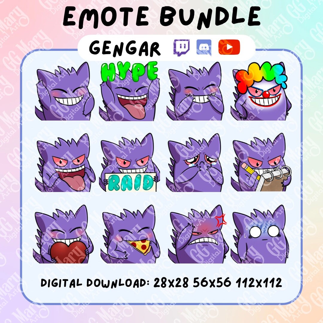 Gengar Emote Bundle Set of 12 Twitch/discord/youtube - Etsy Australia