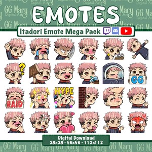 Anime Sorcerer Chibi Yuji Emote Mega Bundle Set of 24 Twitch/discord ...
