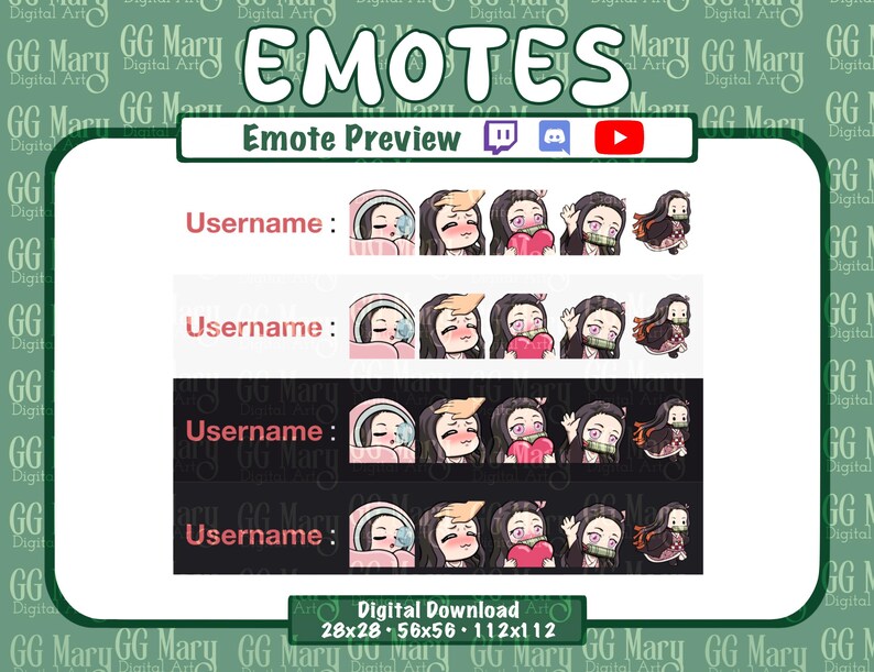 Demon Anime Nezuko Emote Mega Bundle Set of 24 Twitch/discord/youtube ...
