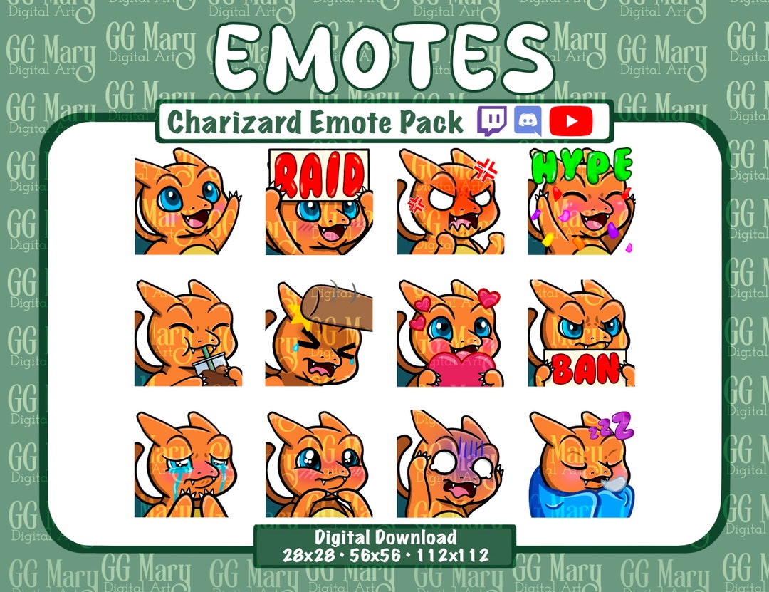 Charizard Bundle Set of 12 Twitch/discord/youtube - Etsy