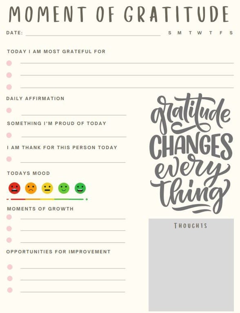 Gratitude Journal Template Printable PDF - Etsy