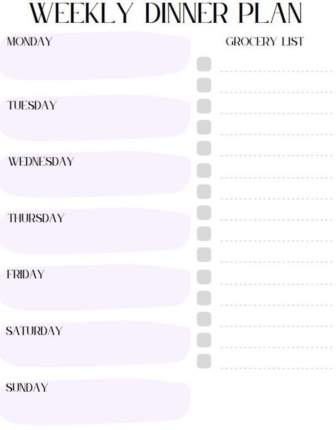Weekly Dinner Plan Printable PDF - Etsy