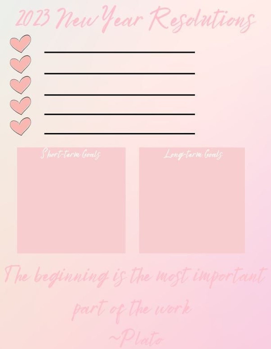 Printable 2023 New Year Resolution Sheet - Etsy