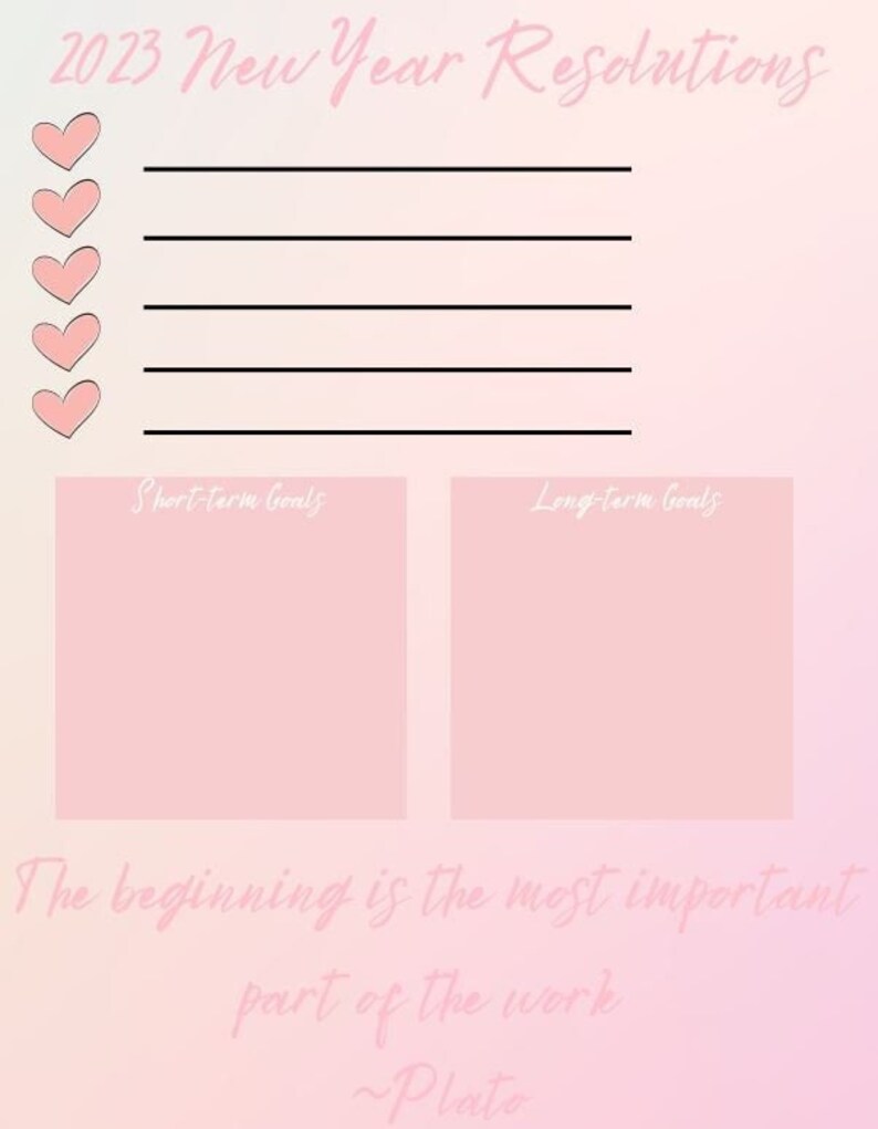 Printable 2023 New Year Resolution Sheet - Etsy