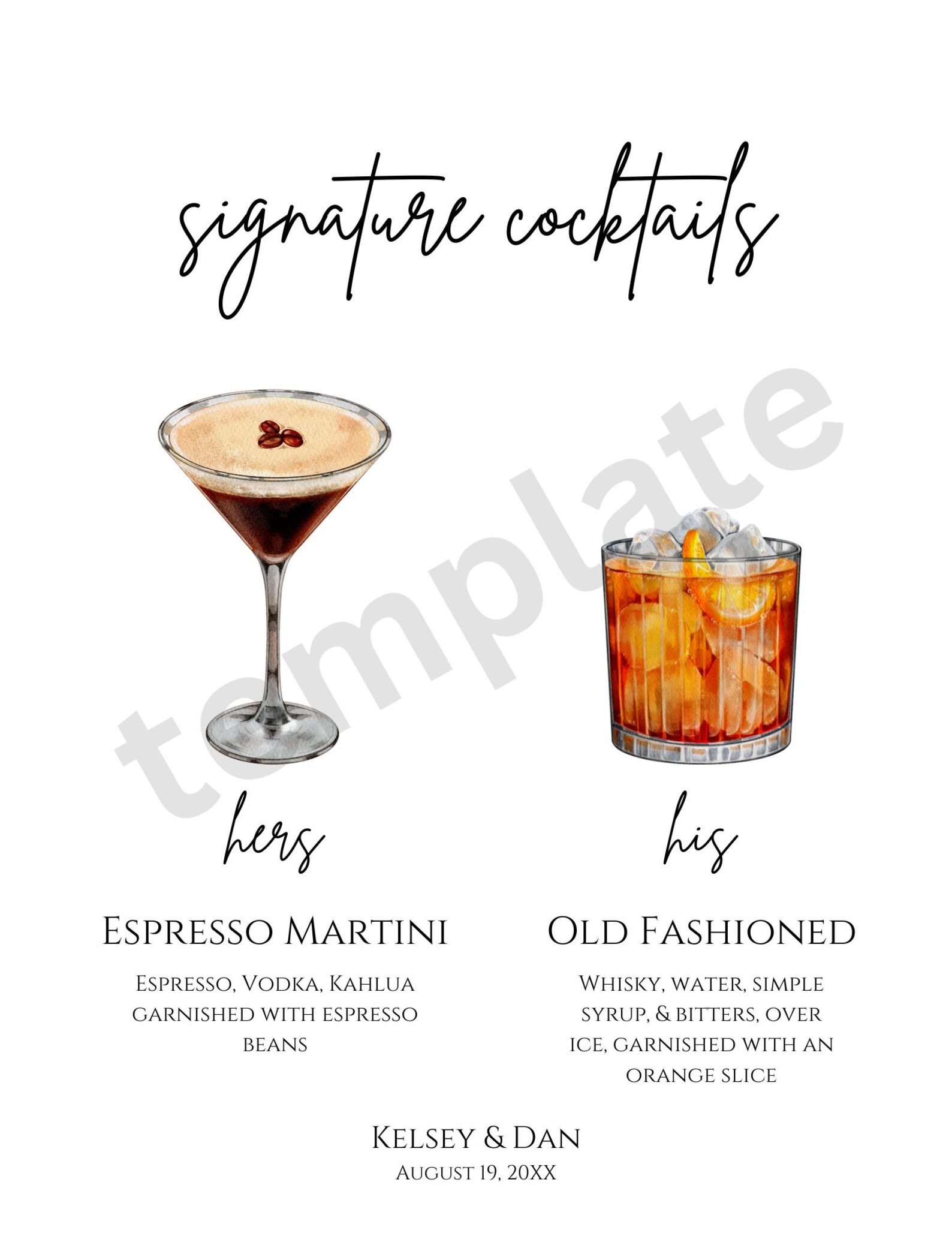 Signature Drinks Sign - Etsy