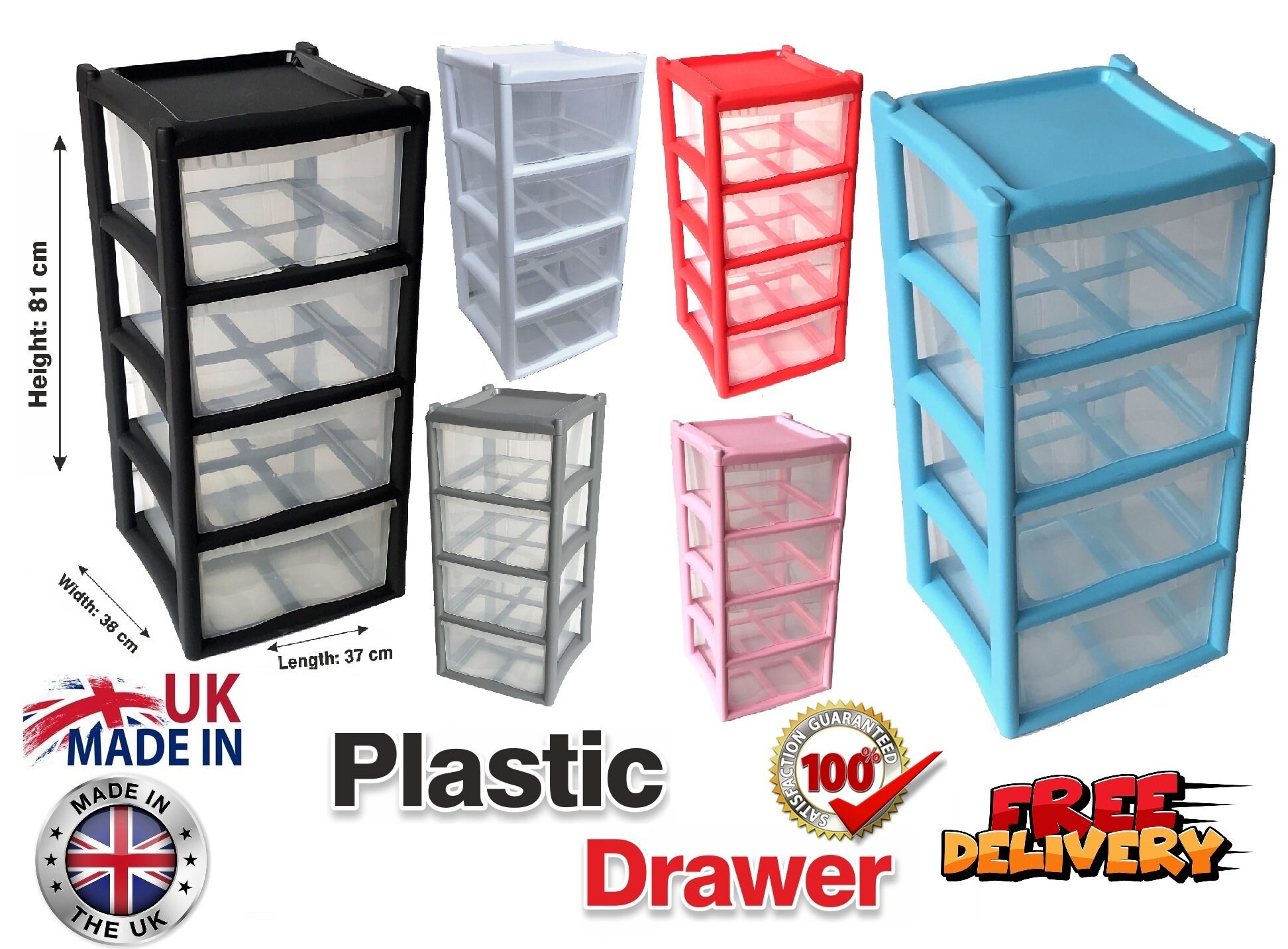 Plastic Storage Drawers Draw Tower Unit Mini Desktop Large Home School ...