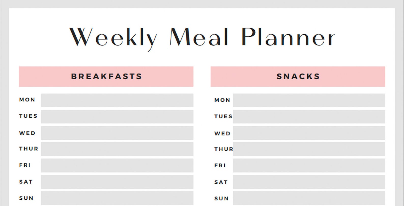 Weekly Meal Prep Planner - Etsy