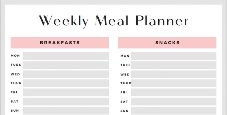 Weekly Meal Prep Planner - Etsy