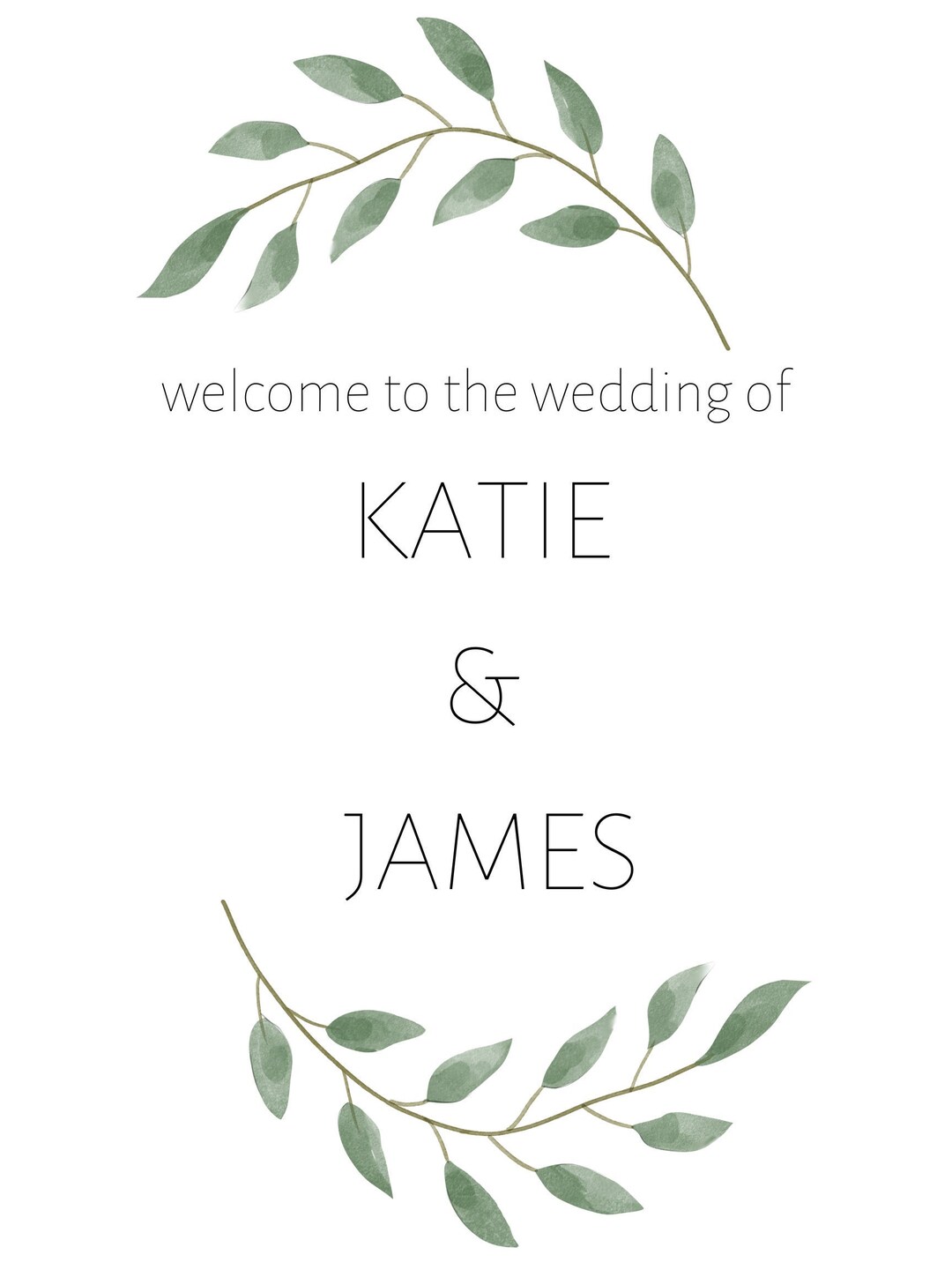 Printable Minimalist Leaf Welcome Sign Template, Digital Download - Etsy
