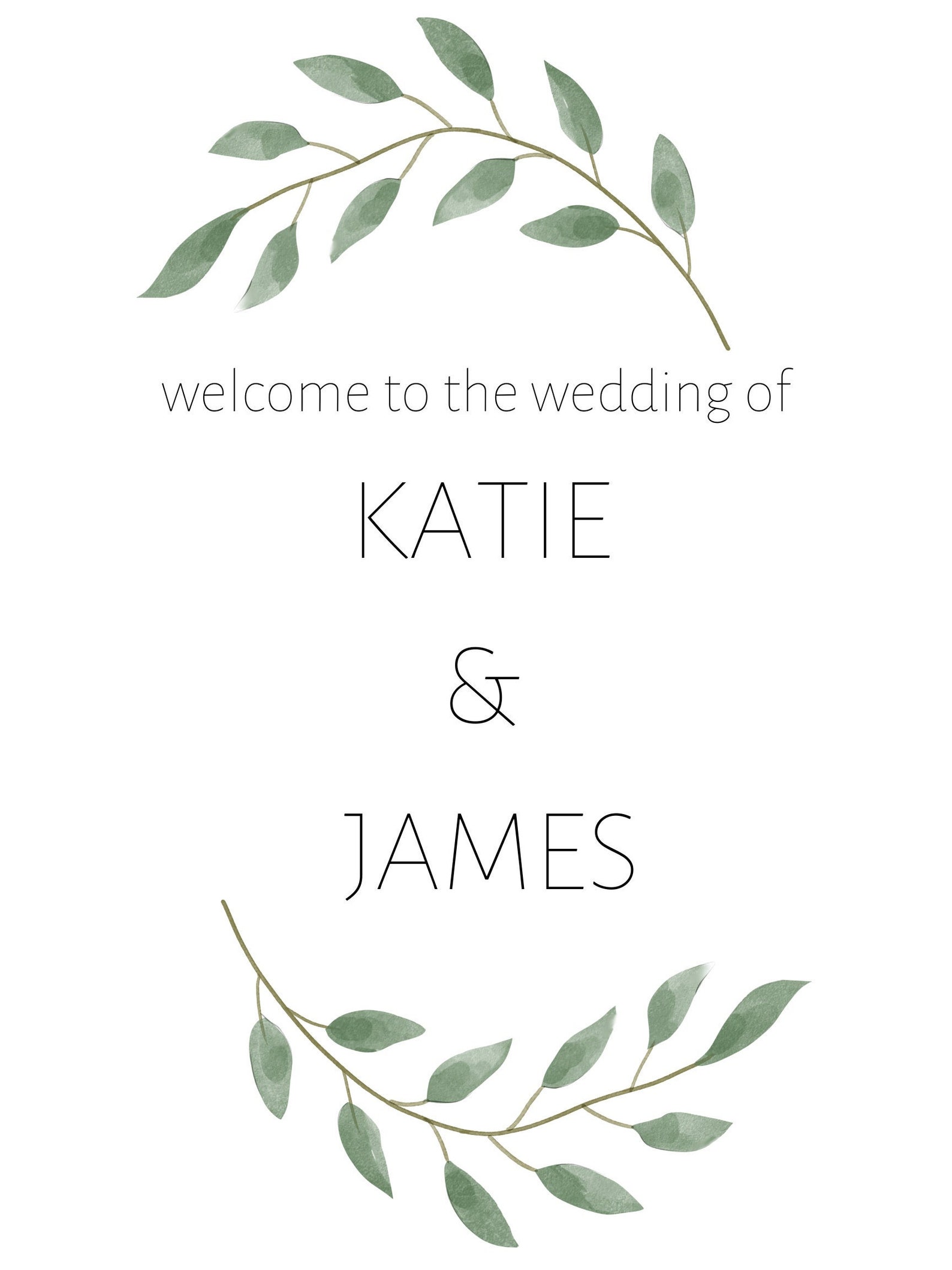 Printable Minimalist Leaf Welcome Sign Template, Digital Download - Etsy