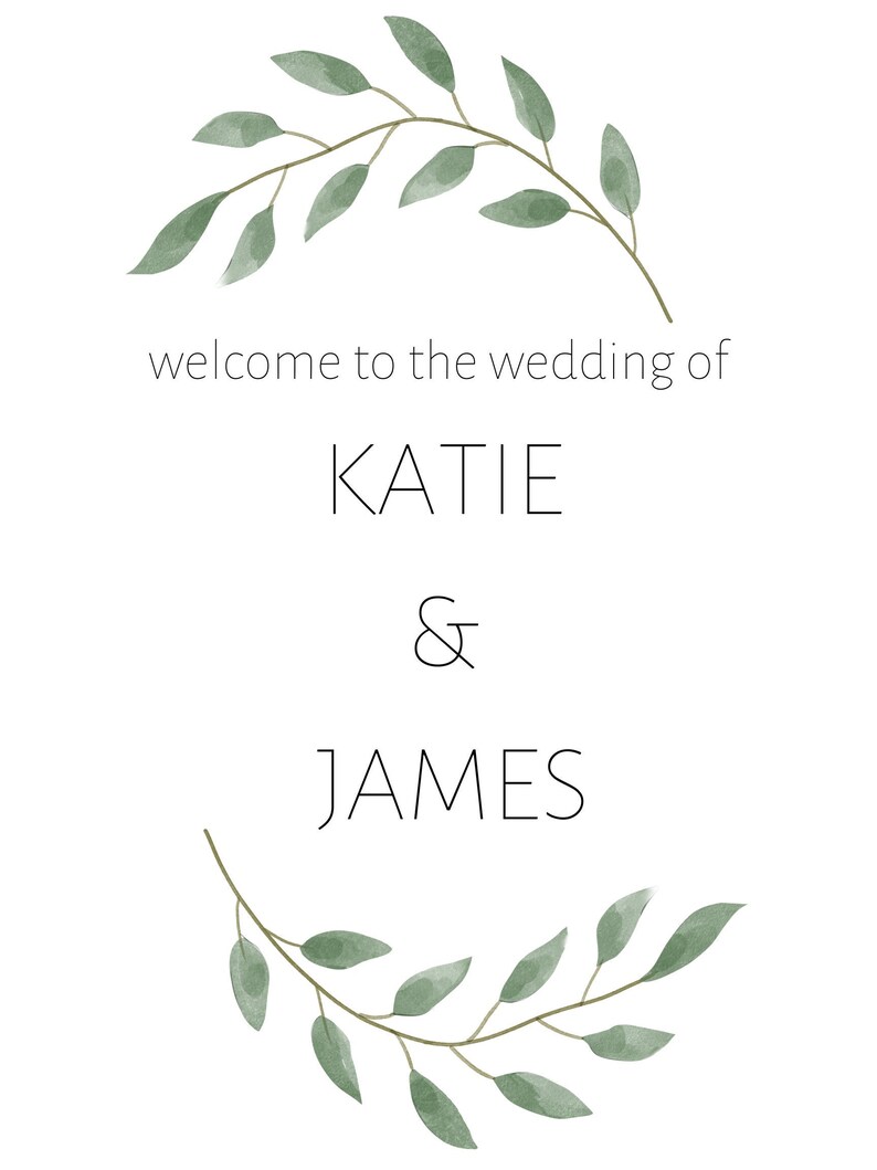 Printable Minimalist Leaf Welcome Sign Template, Digital Download - Etsy