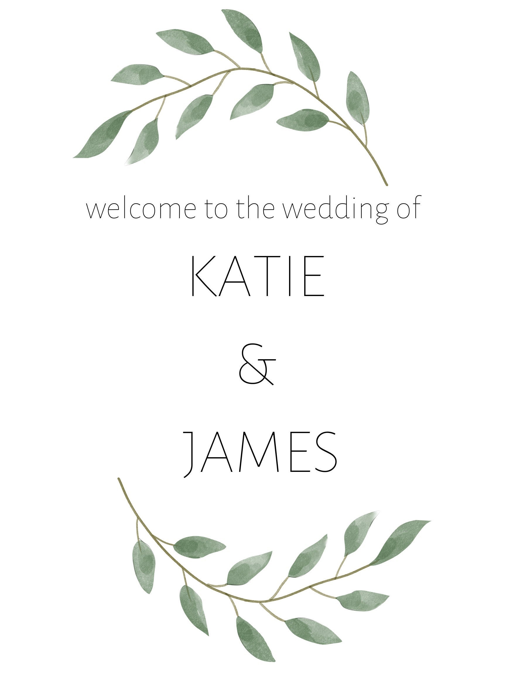 Printable Minimalist Leaf Welcome Sign Template, Digital Download - Etsy