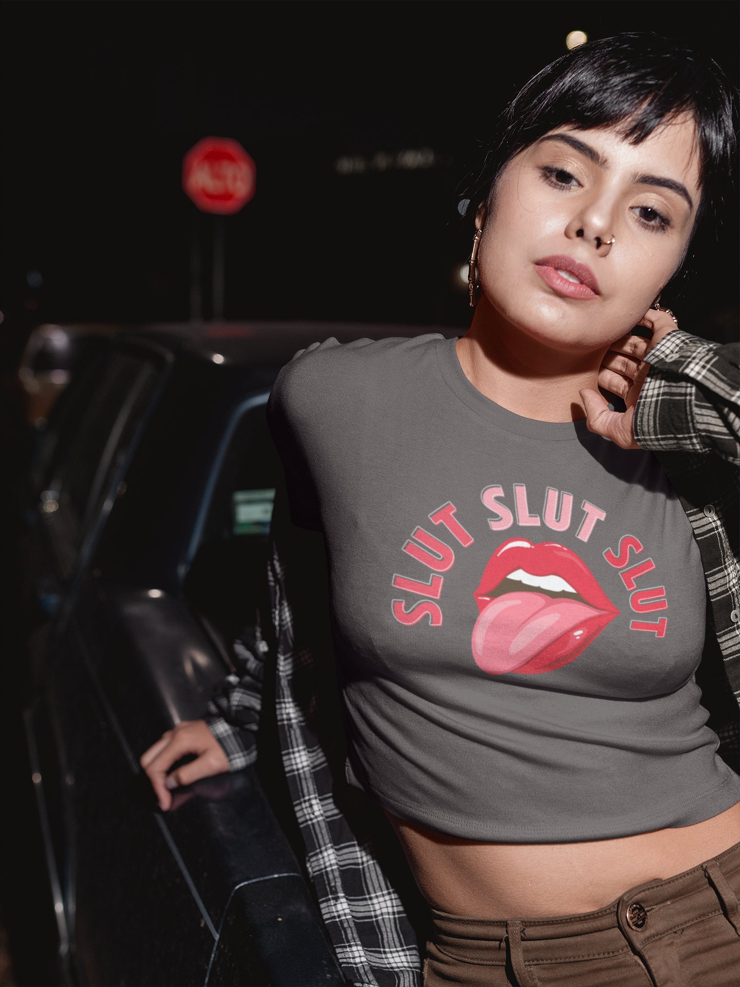 Slut Slut Slut Womens Crop Top, Funny Crop Top, Funky Crop Top, Hippie ...
