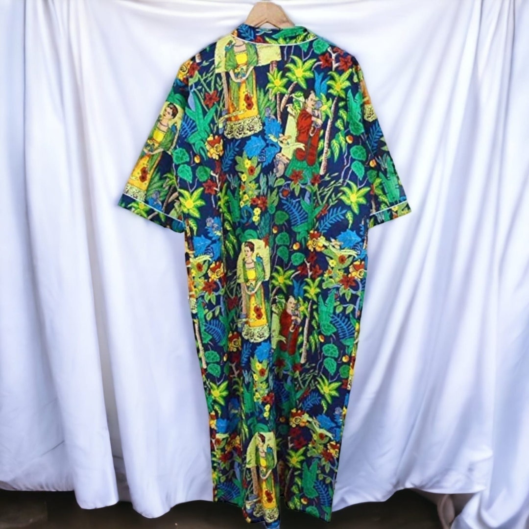 Neavy Blue Frida Kimono Cardigan Comfort Robe Indian Handmade Cardigan ...