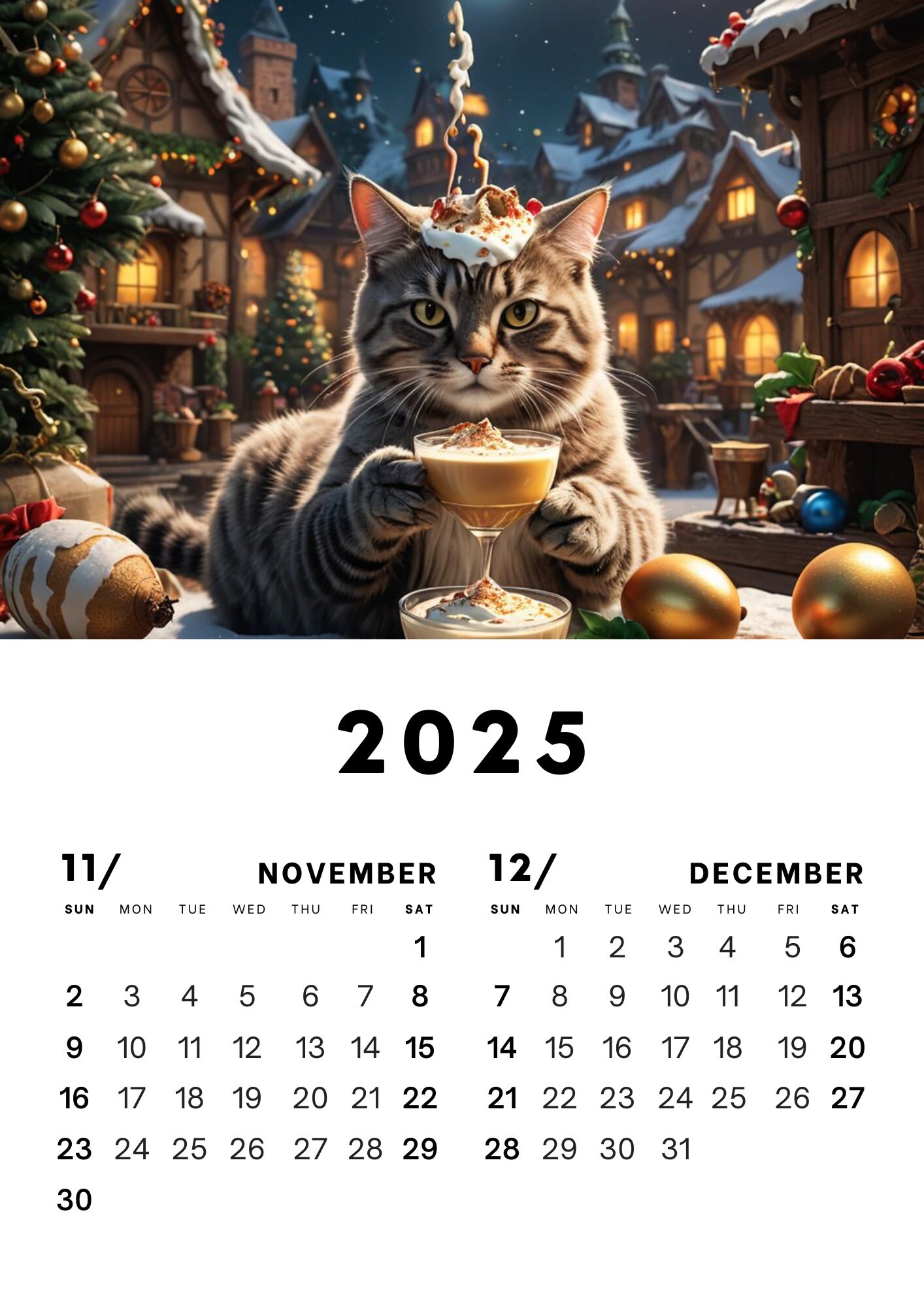 2025 Cat Lovers' Calendar - Etsy