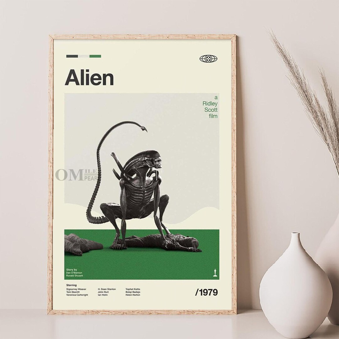 Mid Century Modern Alien Posters Retro Movie Print Modern - Etsy
