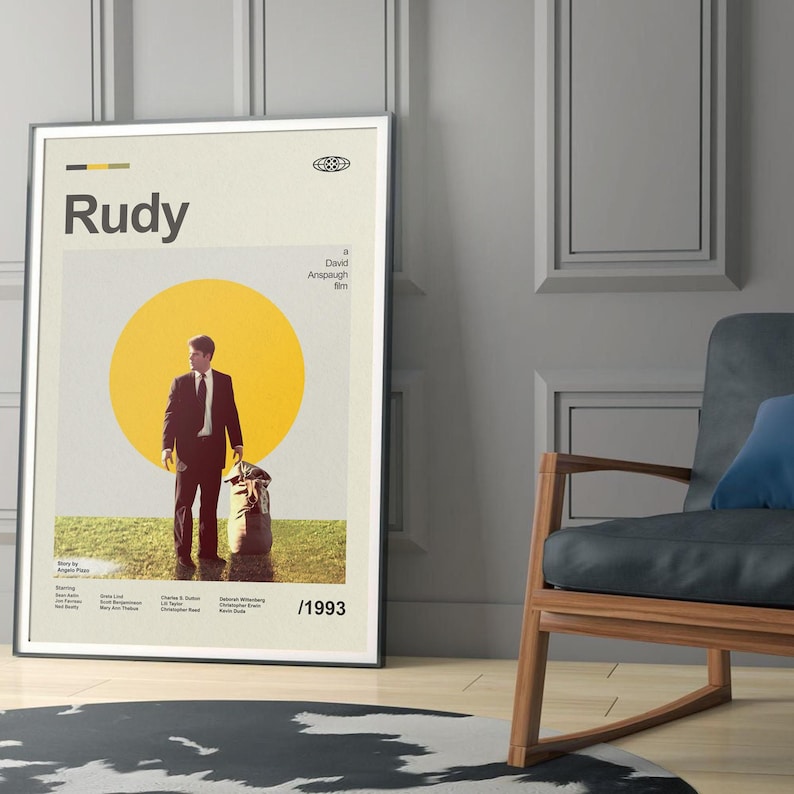 Mid Century Modern Rudy Movie Poster, Retro Movie Print, Modern Vintage ...