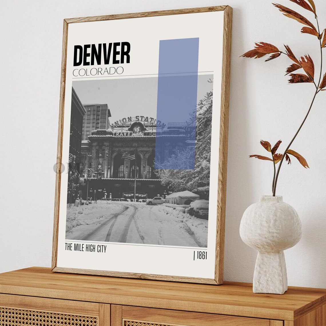 Mid Century Modern Denver Colorado Travel Poster, Retro Wall Art ...