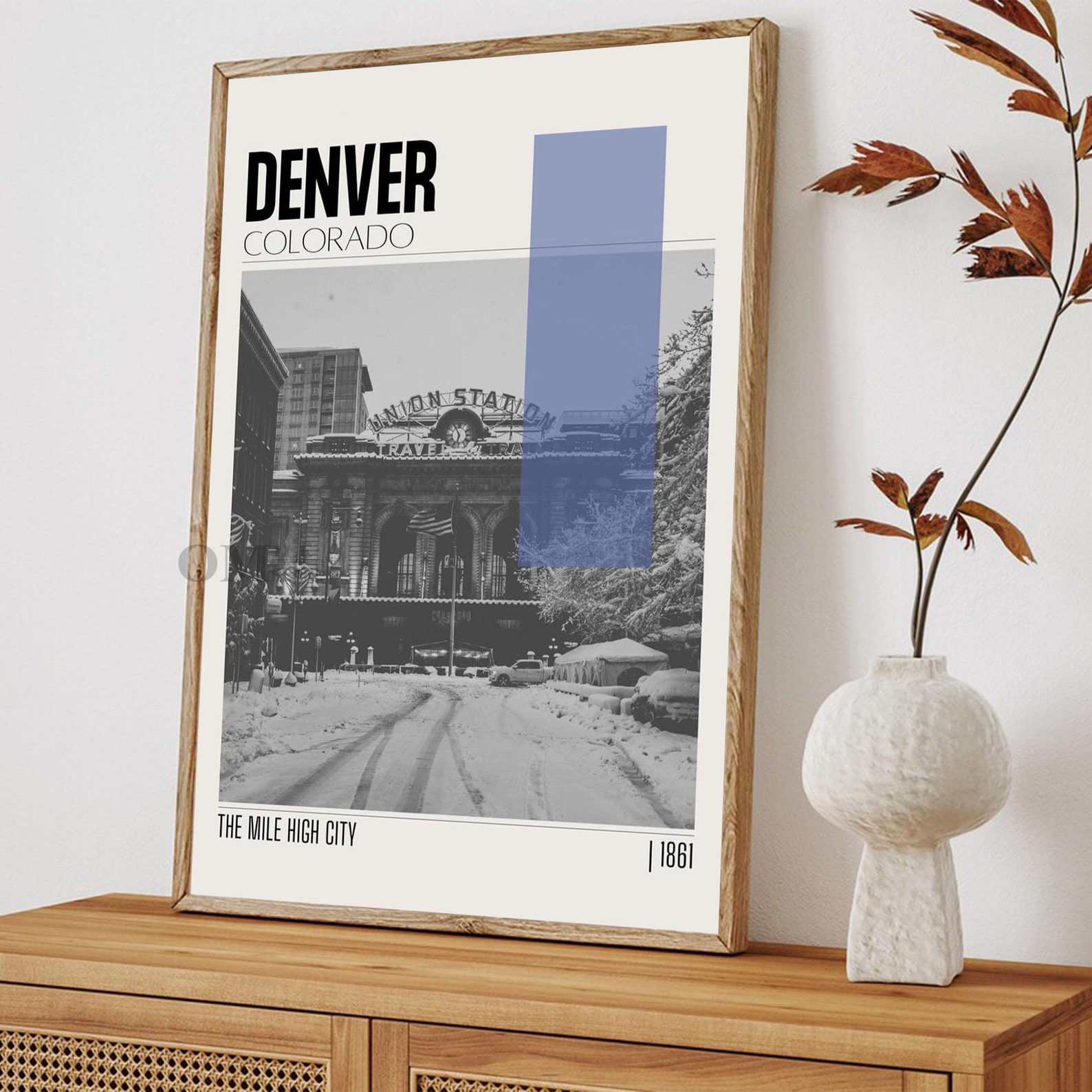 Mid Century Modern Denver Colorado Travel Poster, Retro Wall Art ...