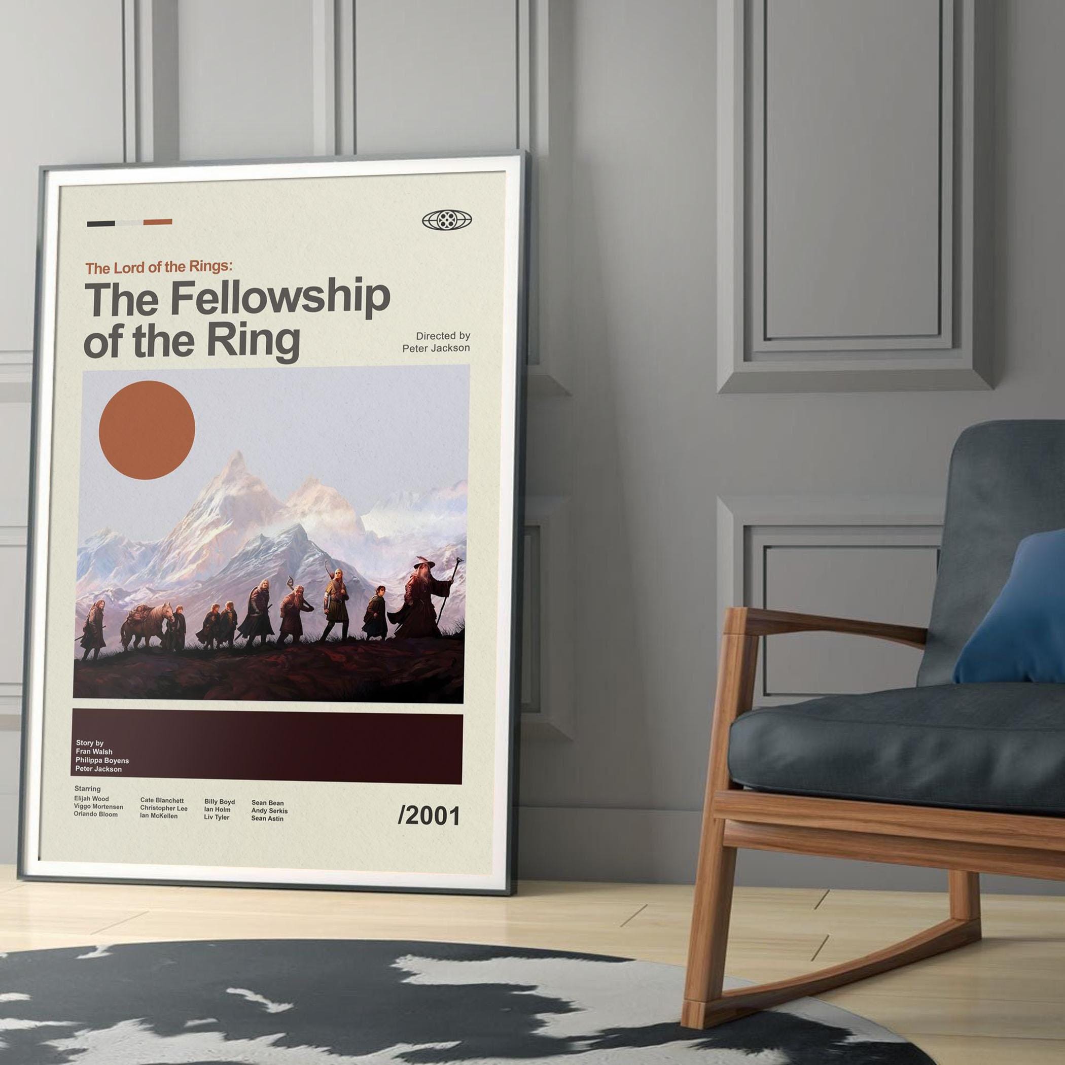 Mid Century Modern the Fellowship of the Ring Movie Poster, Retro Movie ...