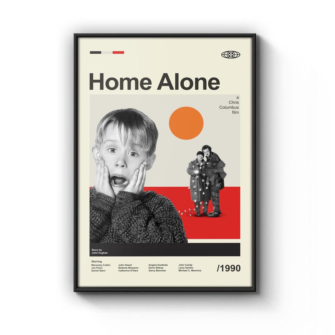 Mid Century Modern Home Alone Movie Poster, Retro Movie Print, Modern ...