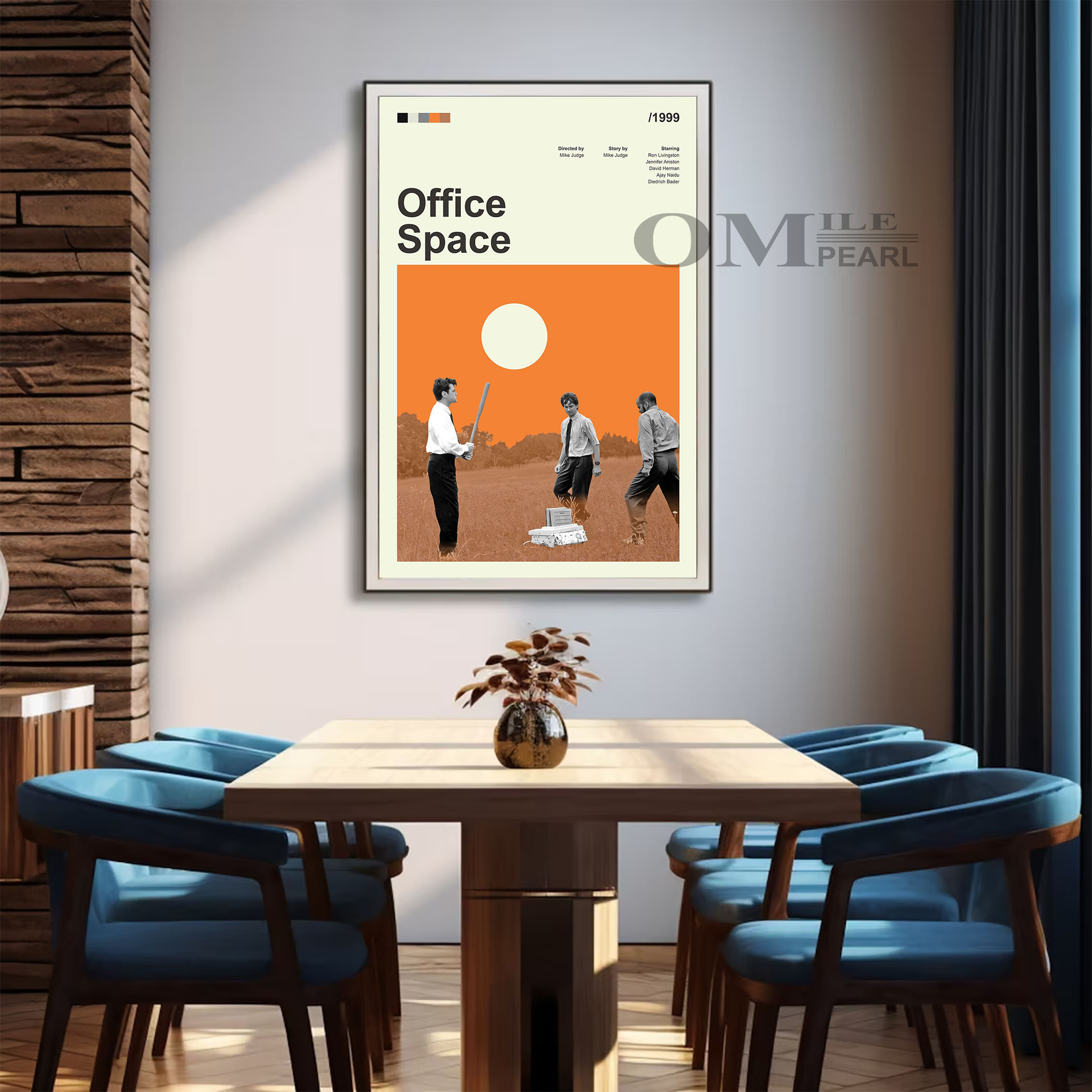 Mid Century Modern Office Space Movie Poster, Retro Movie Print, Modern ...