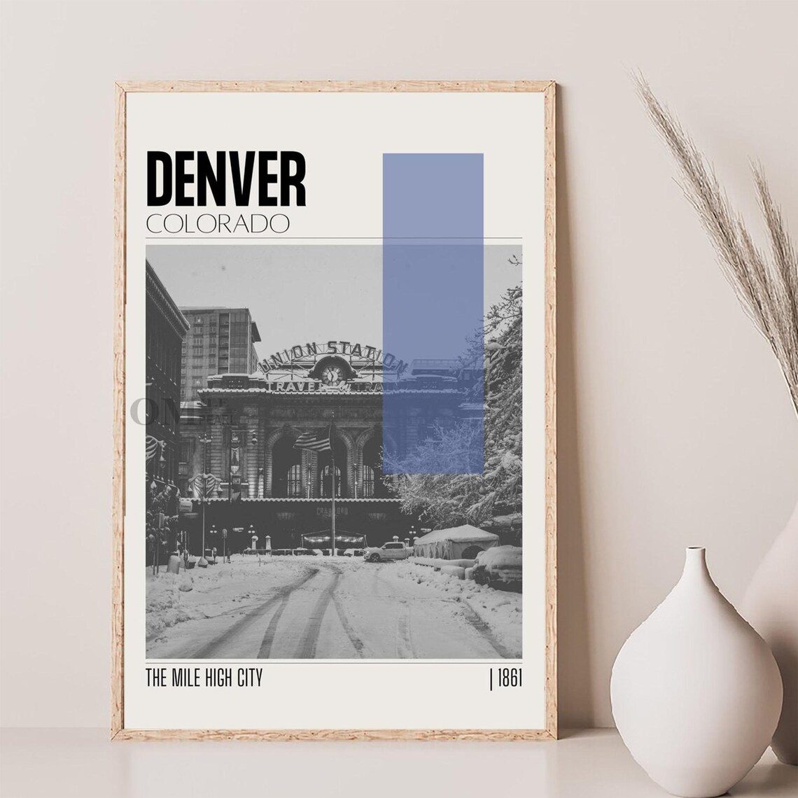 Mid Century Modern Denver Colorado Travel Poster, Retro Wall Art ...