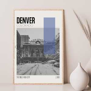 Mid Century Modern Denver Colorado Travel Poster, Retro Wall Art ...