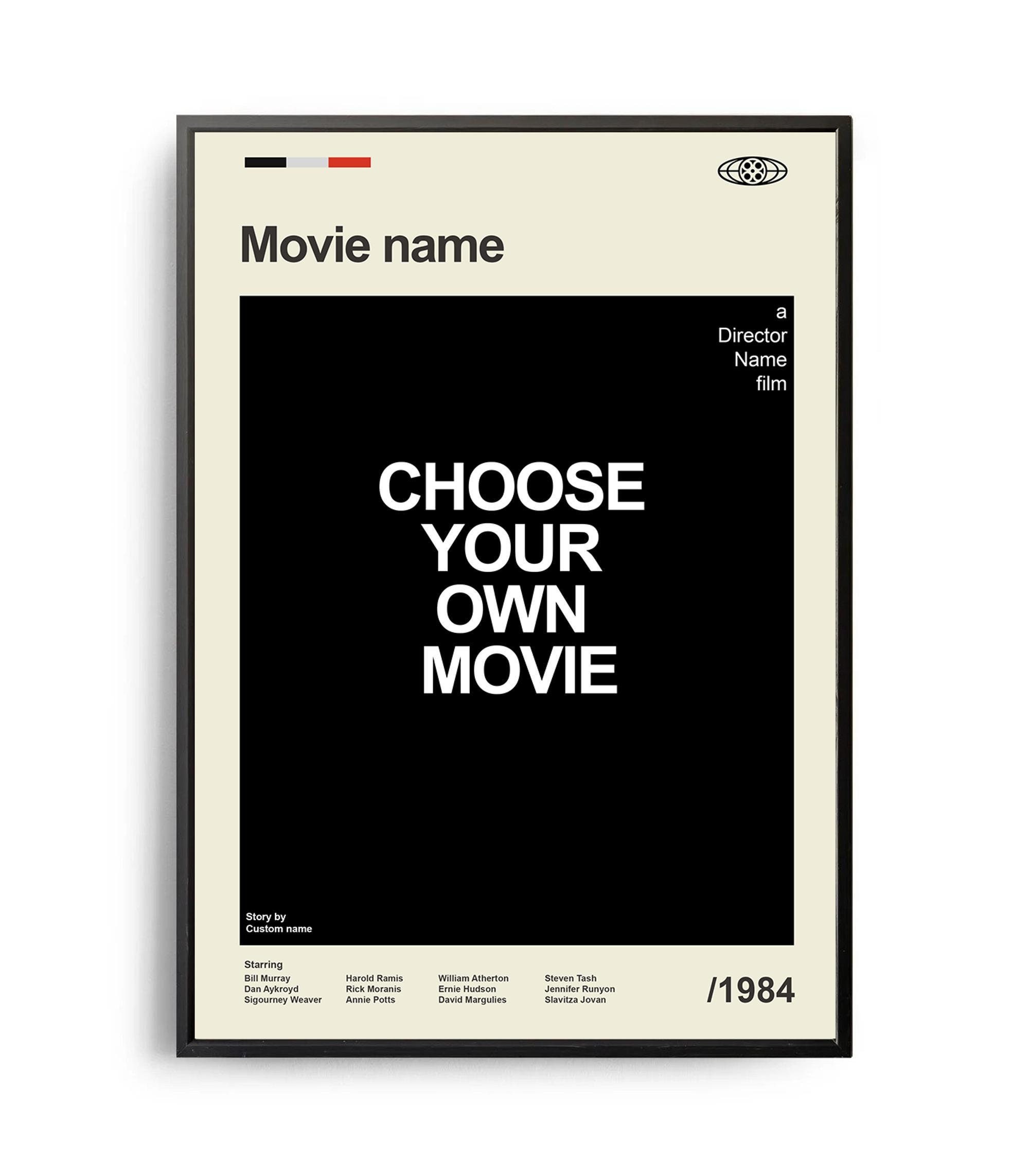 Mid Century Modern Custom Movie Posters, Retro Movie Print, Modern ...