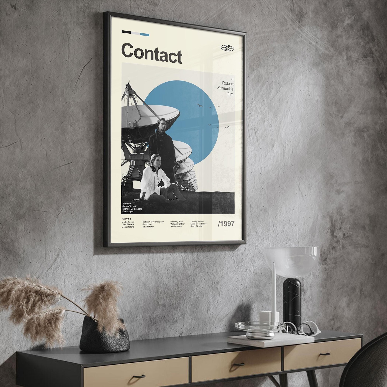 Mid Century Modern Contact Movie Poster, Retro Movie Print, Modern ...