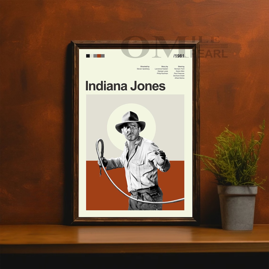 Mid Century Modern Indiana Jones Movie Poster, Retro Movie Print ...