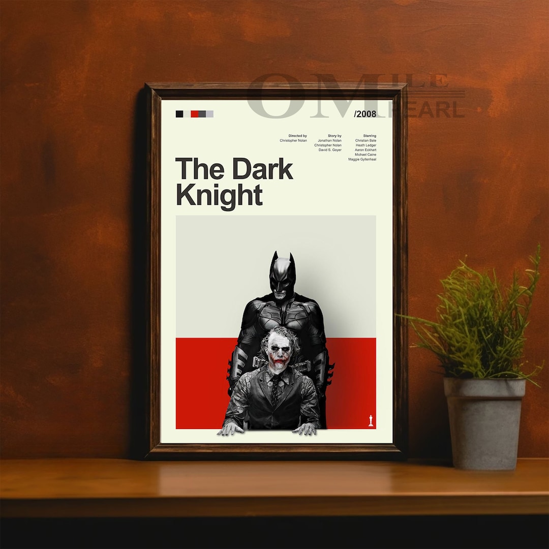 Mid Century Modern the Dark Knight Movie Poster, Retro Movie Print ...